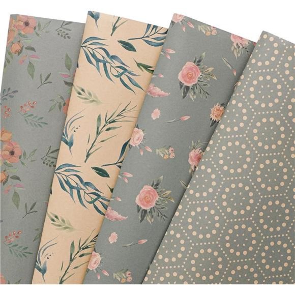 Party Supplies | Recycle Wrapping Paper Folded Kraft 12 Sheets Gift ...